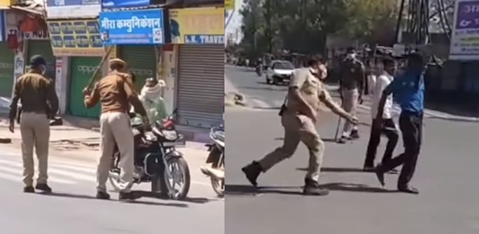 Indian Police beat Public with Lathis to enforce Janta Curfew | DESIblitz